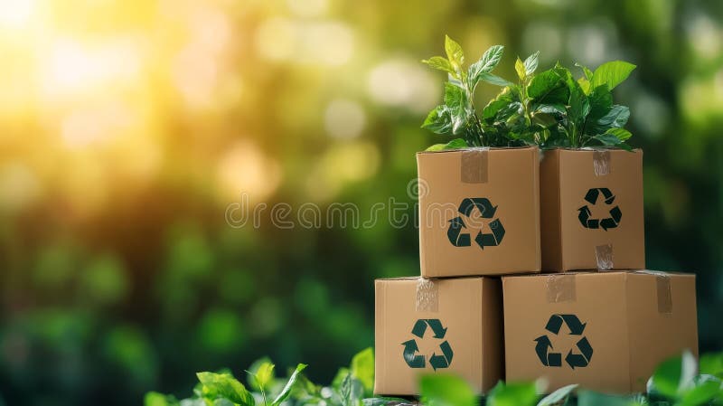Recycled Boxes with Plants in Natural Setting Stock Image - Image of ...
