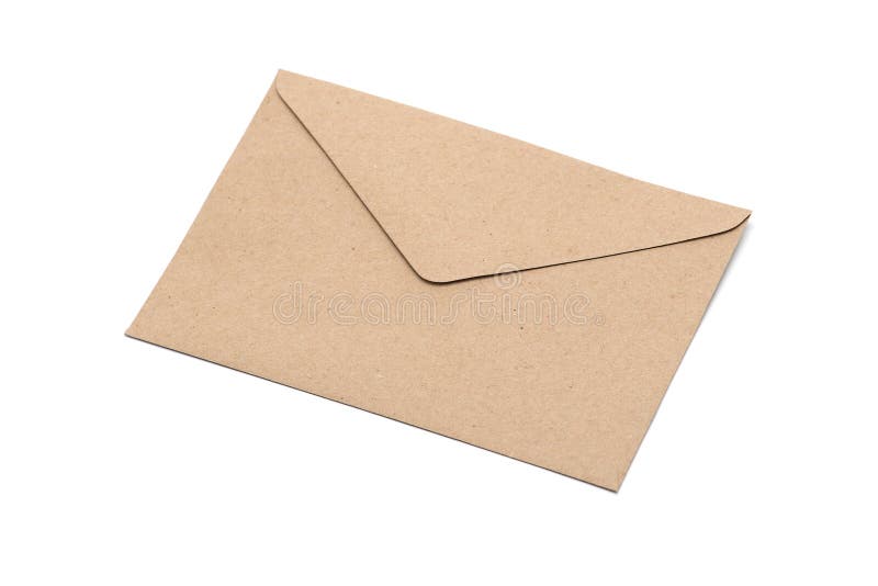 Recycled Brown Paper Craft Envelope Isolated on White Background Stock ...