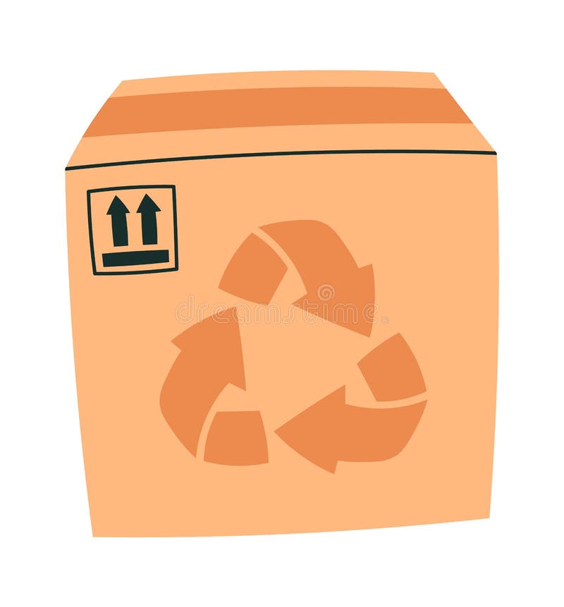 Recycled Cartoon Cardboard Box Flat Icon Stock Vector - Illustration of ...