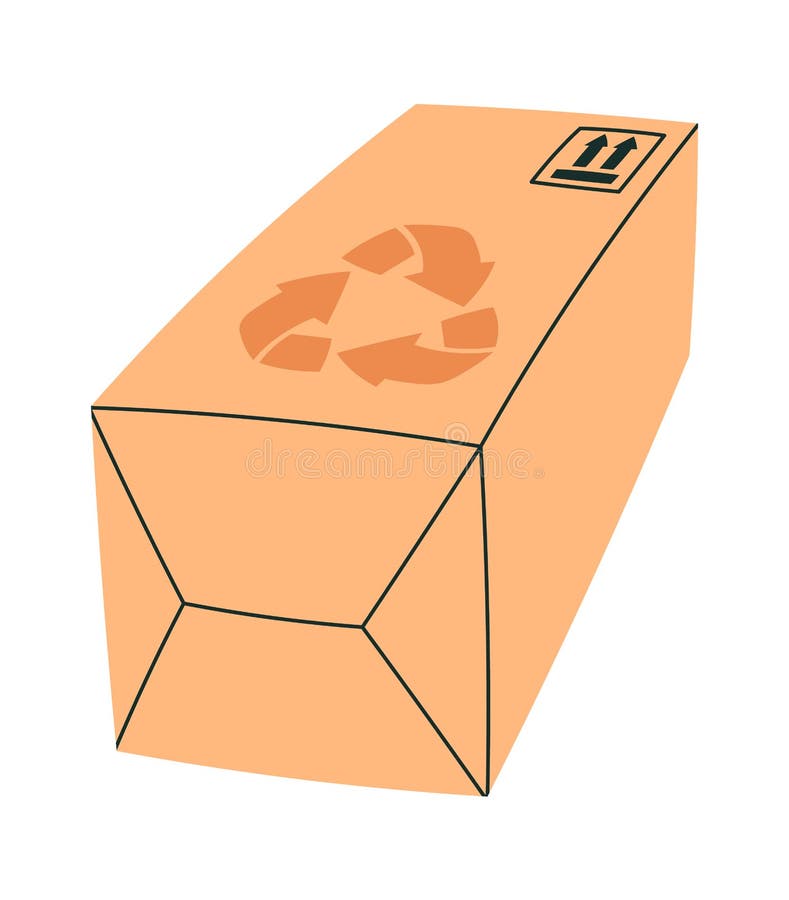 Recycled Cartoon Cardboard Box Flat Icon Stock Vector - Illustration of ...