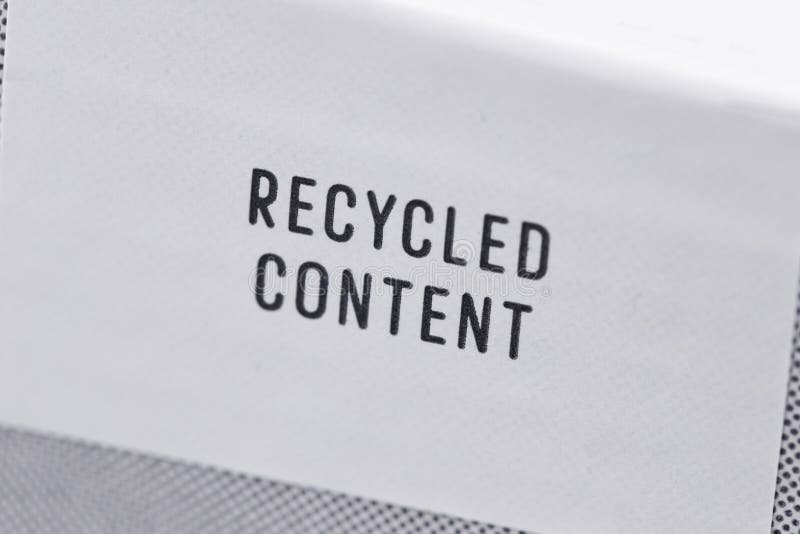 Recycled Content Sticker on Box Stock Image - Image of planet, energy ...