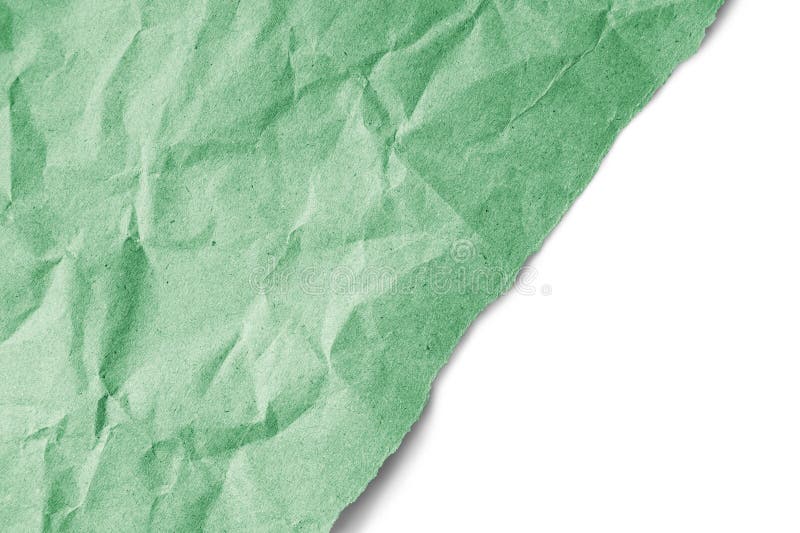 Recycled Crumpled Green Paper Texture with a Diagonal Torn Edge ...