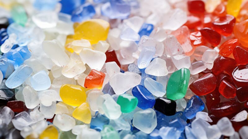 Recycled Crushed Plastic Granules Turned into New Reused Material Stock ...