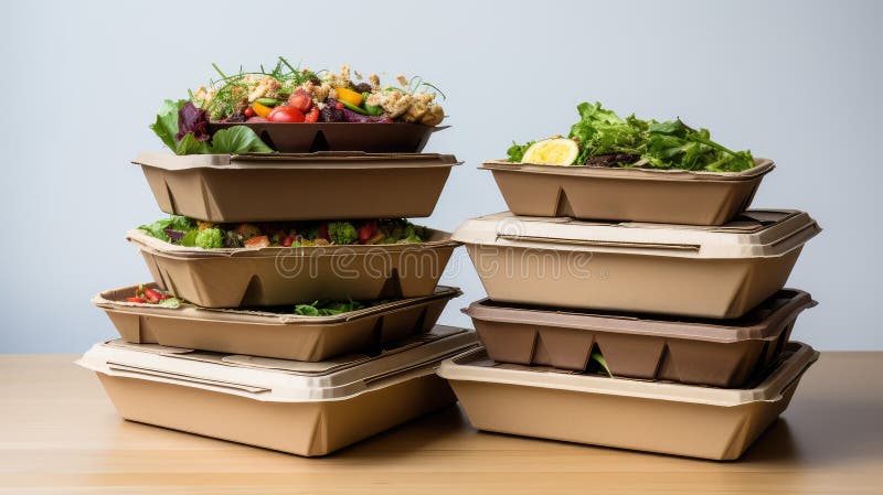 Recycled food to go box stock illustration. Illustration of catering ...