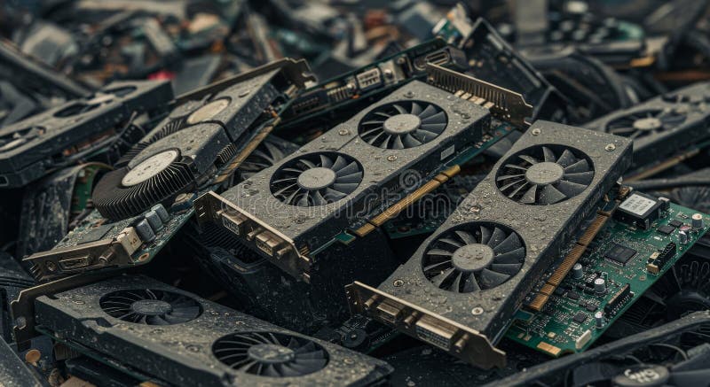 Recycled Graphics Cards Pile of Used Discarded Graphics Cards ...