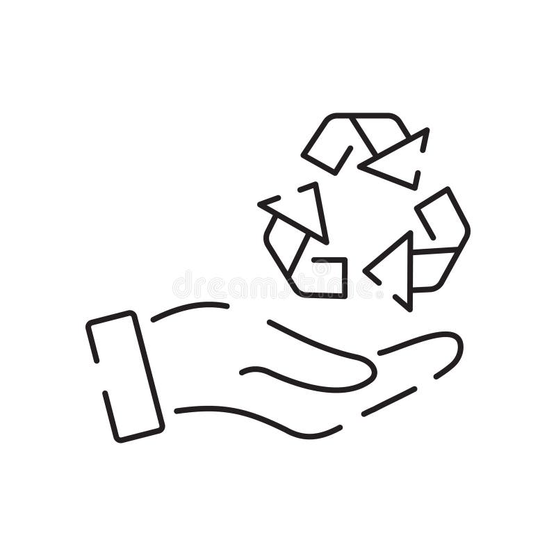 Recycled Materials Line Icon Label. Eco Friendly Packaging Vector ...