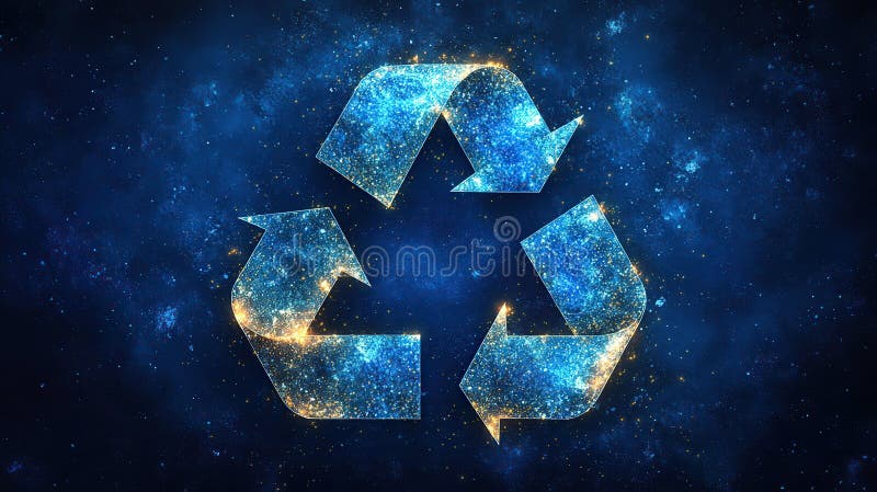 Recycled Materials Symbol, Digitally Rendered in Space Stock ...