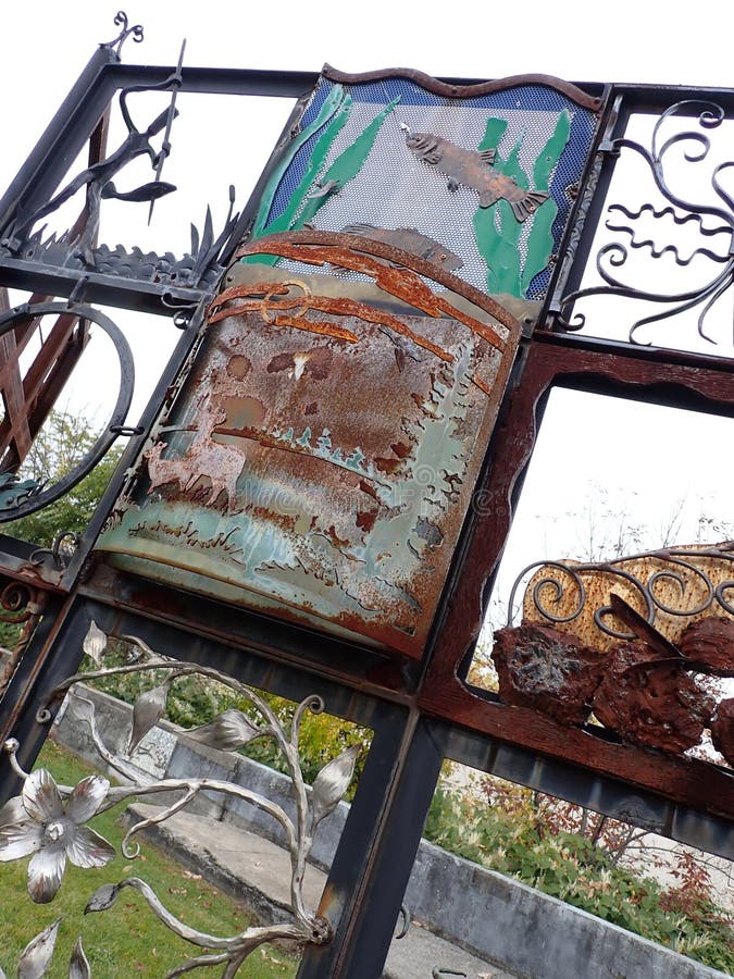 Recycled Metal Art (framed) Outdoor Park (Fitchburg, Ma) Stock Image ...
