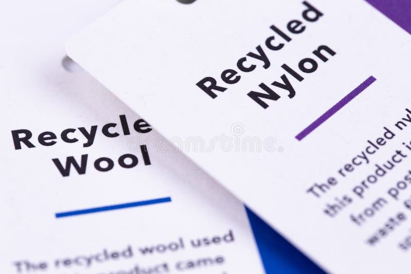 Recycled Nylon and Recycled Wool Hang Tags, Swing Tags Stock Photo ...