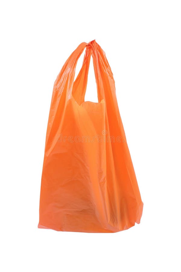Recycled Orange Plastic Bag Isolated on White Stock Photo - Image of ...