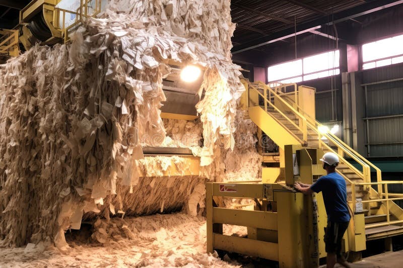 Recycled Paper Being Made into New Sheets in Factory. Generative AI ...