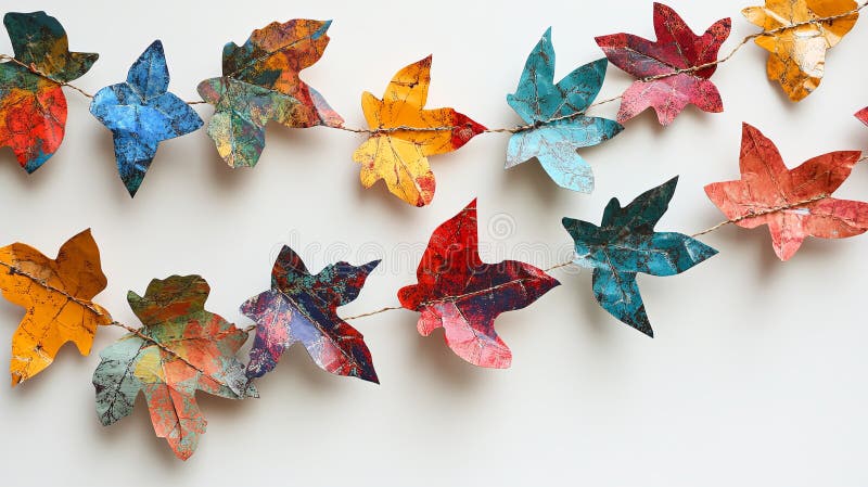 Recycled Paper Garlands in Leaf and Star Shapes . Stock Photo - Image ...