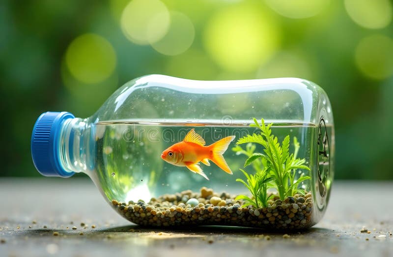 Recycled Plastic Bottle Fish Tank at Home Stock Illustration ...