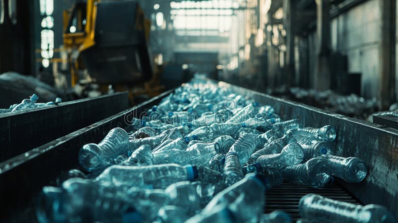 Recycled Plastic Bottles Conveyor Belt Factory Process Stock ...