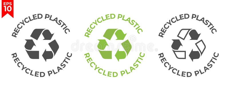100 Recycled Plastic Label. Eco Friendly Packaging Symbol Stock Vector ...