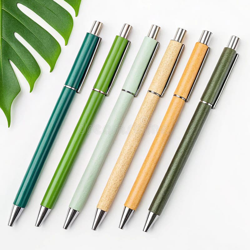 Recycled Plastic Pen Refills for Sustainable Writing Stock Illustration ...