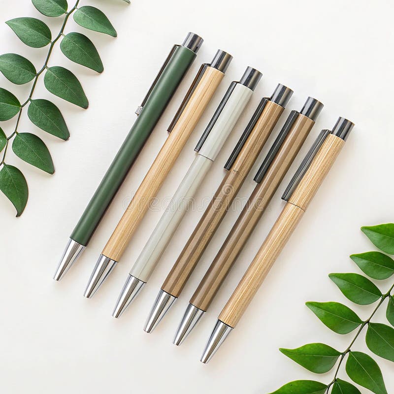 Recycled Plastic Pen Refills for Sustainable Writing Stock Illustration ...