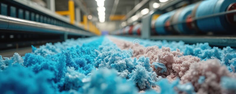 Recycled Polyester Threads Processing in Textile Factory ...