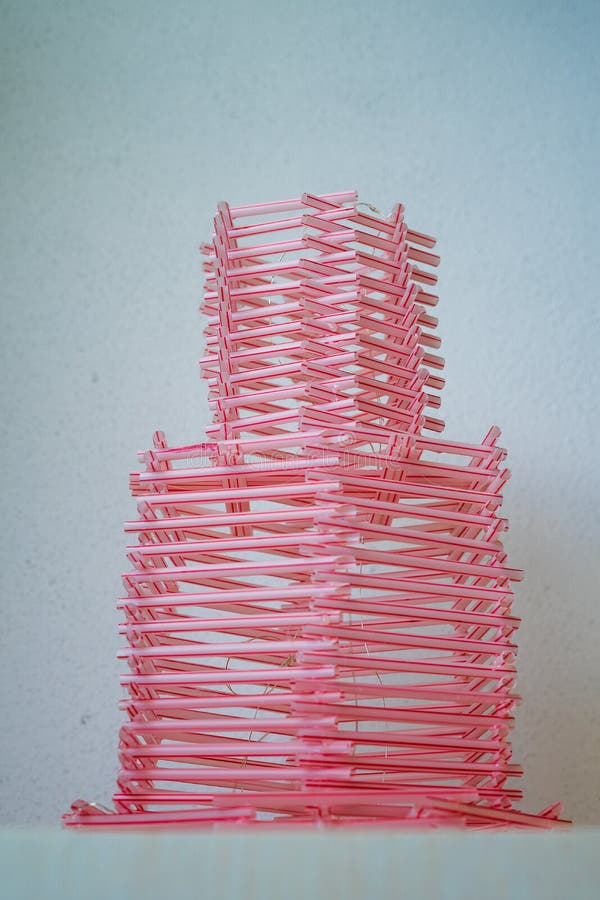Recycled Straws Construction Building Project. Making a Tall Building ...