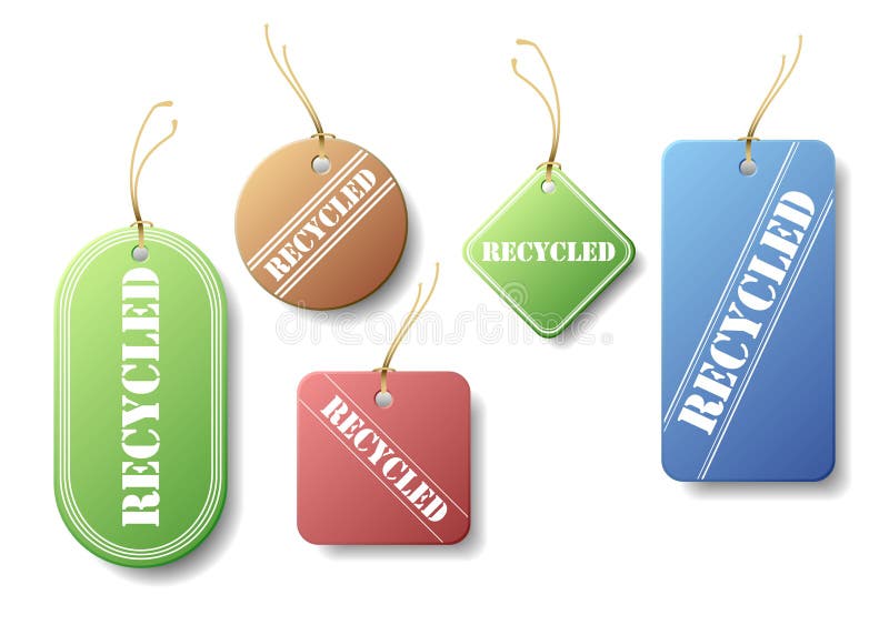 Recycled tags green stock vector. Illustration of label - 6030485