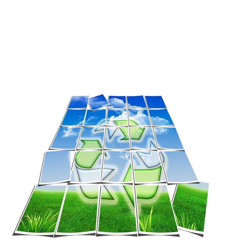 Behang Met Recycle Symbool - Lucht, Water, Aarde Stock Illustratie ...