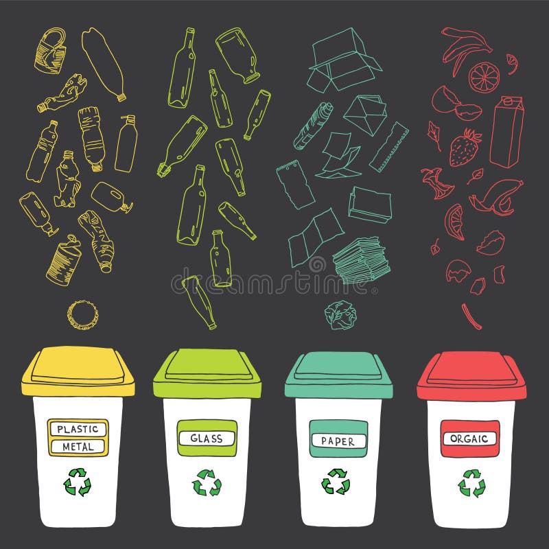 Reduce Reuse Recycle Doodle Concept Stock Vector - Illustration of ...