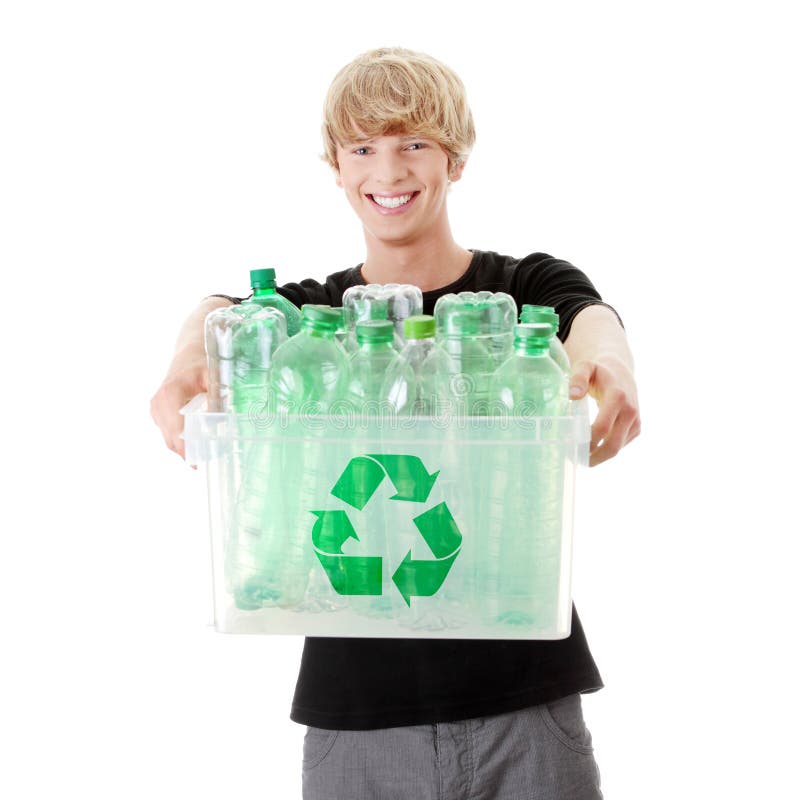 Happy Boy Carrying Rubbish for Recycling Stock Photo - Image of ...
