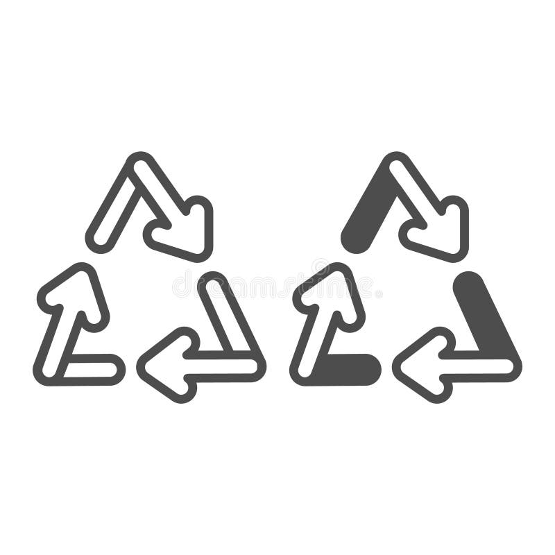Recycle Bin with Circular Arrow Line and Solid Icon, Data Storagei Concept. Vector Graphics ...
