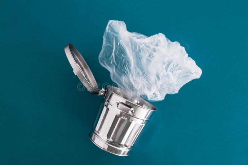 Recycling and Avoiding Landfill, Open Trash Can with Single Use Plastic ...