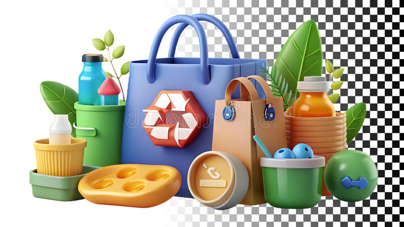 Recycling Bag with Items Environmental Conservation and Sustainability ...