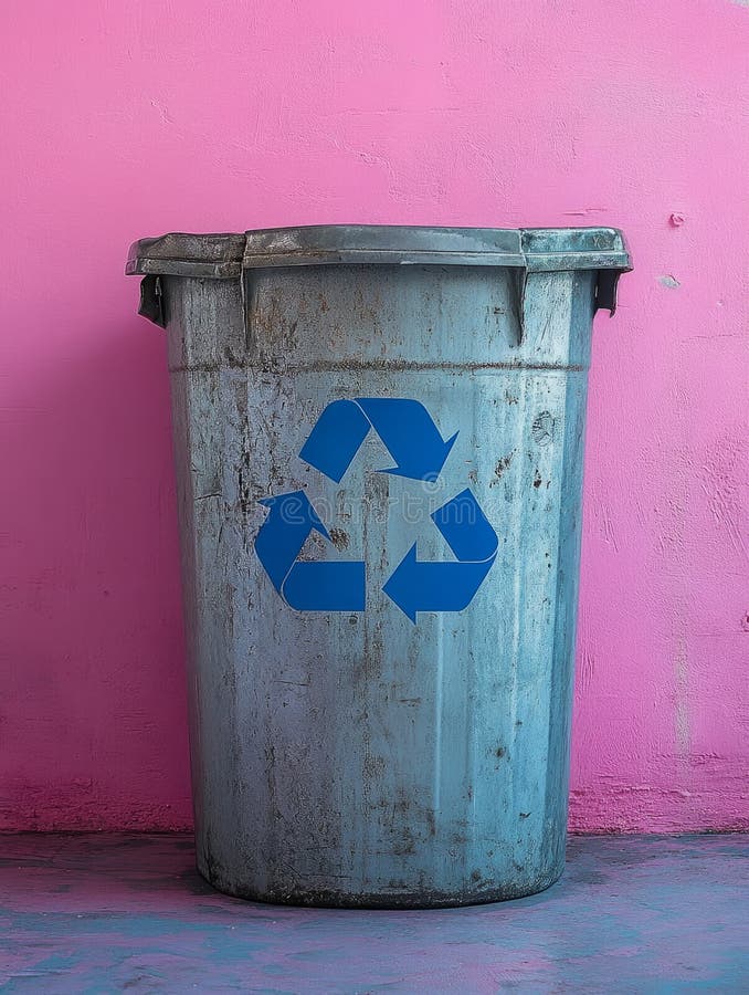 Recycling Bin Against Pink Wall Stock Photos - Free & Royalty-Free ...
