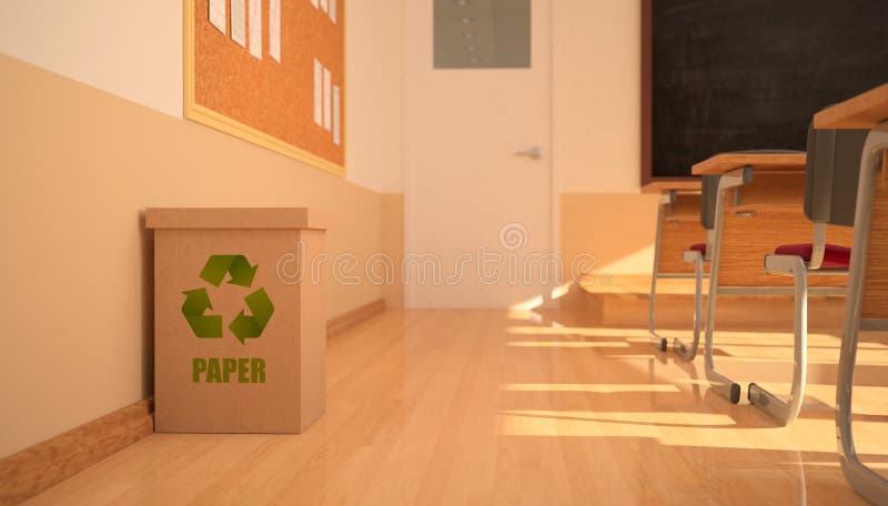 Recycling Bin in the Classroom. Stock Illustration - Illustration of ...