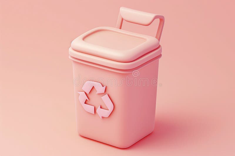 Recycling Bin 3d Render. Trash Bin with Recycle Symbol on Pastel ...