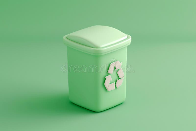 Recycling Bin 3d Render. Trash Bin with Recycle Symbol on Pastel ...