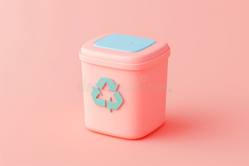 Recycling Bin 3d Render. Trash Bin with Recycle Symbol on Pastel ...