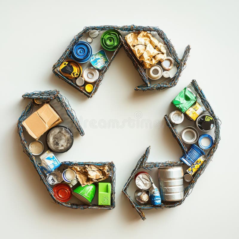 Recycling Bin Filled with Assorted Garbage Including Paper Plastic and ...