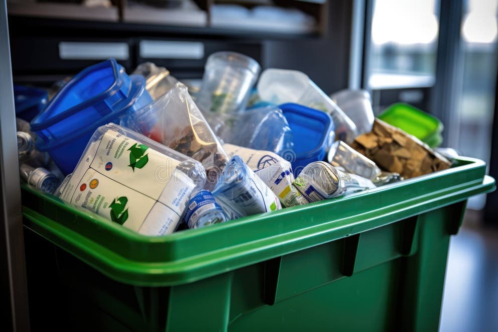 Recycling Bin Filled with Assorted Plastic Bottles and Containers ...