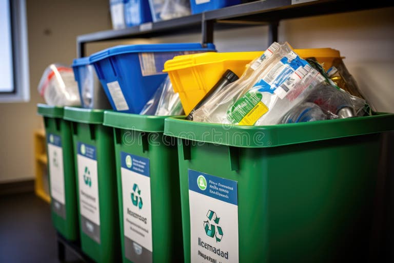 Recycling Bin Filled with Assorted Plastic Bottles and Containers ...
