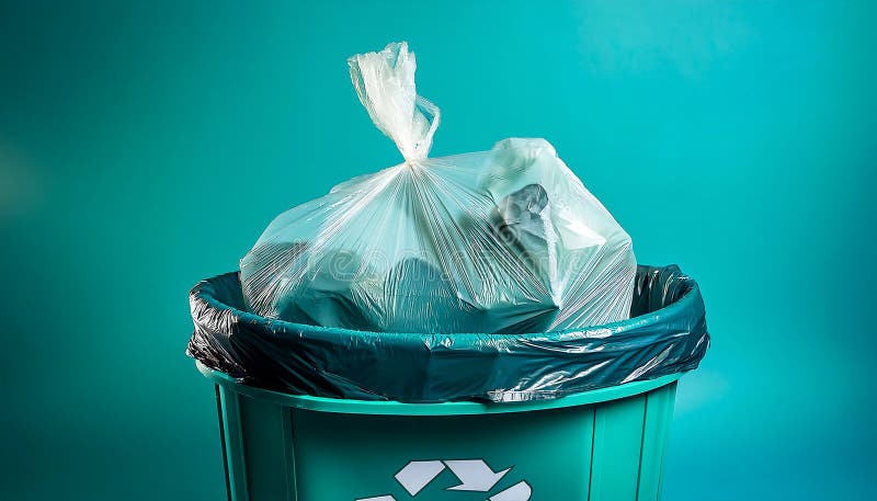 A Recycling Bin Filled with a Plastic Rubbish Bag Highlights ...