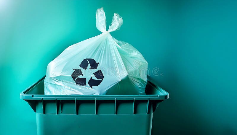 A Recycling Bin Filled with a Plastic Rubbish Bag Highlights ...