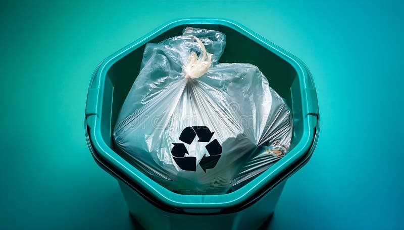 A Recycling Bin Filled with a Plastic Rubbish Bag Highlights ...