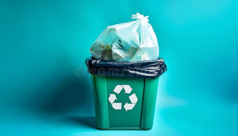 A Recycling Bin Filled with a Plastic Rubbish Bag Highlights ...
