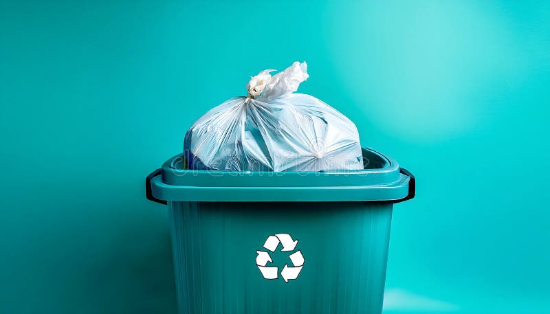 A Recycling Bin Filled with a Plastic Rubbish Bag Highlights ...