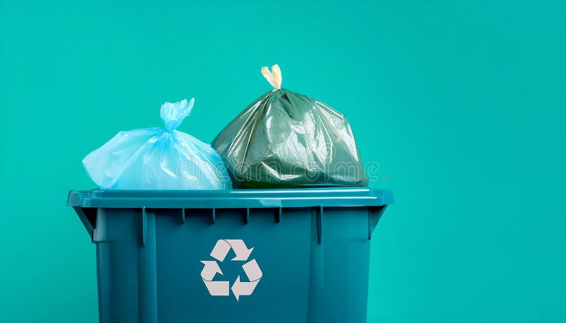 A Recycling Bin Filled with a Plastic Rubbish Bag Highlights ...