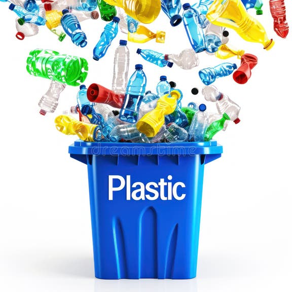 Recycling Bin Full of Plastic Waste, Separate Waste Collection Concept ...