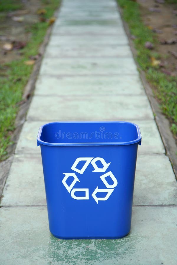 Recycling Bin in the Middle of a Path Stock Image - Image of path, road ...