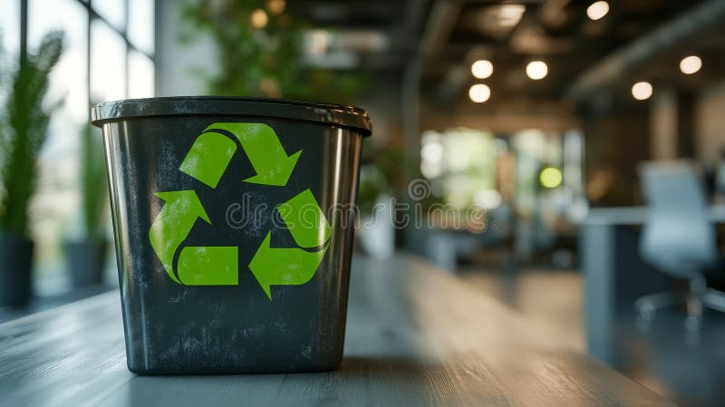 Recycling Bin in a Modern Office Environment. Stock Image - Image of ...