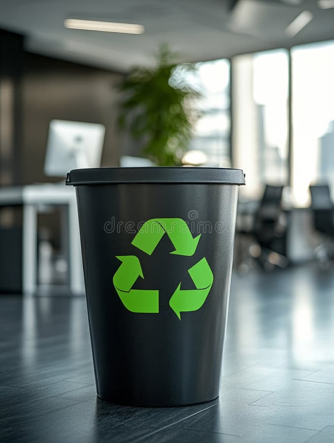 Recycling Bin in a Modern Office Setting. Stock Photo - Image of ...