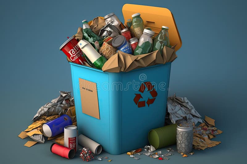 Recycling Bin Overflowing with Different Types of Recyclables Stock ... Recycling Bin Overflowing with Different Types of Recyclables Stock ...