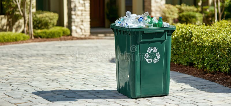 Recycling Bin Overflowing with Plastic Bottles and Containers in ...